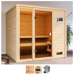 Welltime Sauna "Jackie" Saunen 9-kW-Bio-Ofen mit ext. Steuerung beige (naturbelassen) Saunen