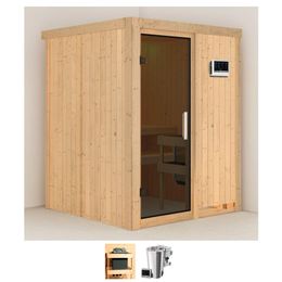 Karibu Sauna "Milaja" Saunen 3,6-kW-Bio-Plug & Play Ofen mit externer Steuerung beige (naturbelassen)