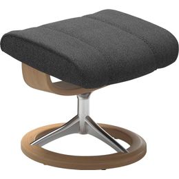 Fußhocker stressless "Consul" Hocker Gr. B/H/T: 54 cm x 41 cm x 39 cm, ROHLEDER Stoff Q2 FARON, Signature Base Eiche, grau (dark grey q2 faron) mit Signature Base, Gestell Eiche