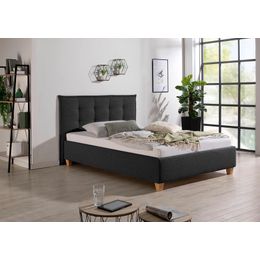 Polsterbett Maintal, grau (anthrazit), B:158cm L:213cm, Betten, Polsterbett ohne Bettkasten Polsterbett, inklusive Bettkasten