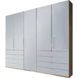 Falttürenschrank Wiemann "Loft" Schränke Gr. B/H/T: 250 cm x 236 cm x 58 cm, 5 St., beige (bianco, eiche, nachbildung, weiß glas) Glasfront