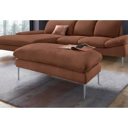 Hocker W.Schillig "enjoy&MORE", braun (copper r66), B:106cm H:45cm T:71cm, Chenille-Flachgewebe R66 (85% Polyester, 15% Nylon), Longlife Xtra-Leder Z59: Glattleder mit modischer Prägung. Hautstärke 0, 9 - 1, 1 mm, Stoff S37 (100% Polyester), Hocker, Füße silber matt, Breite 106 cm