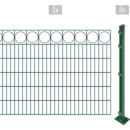 Arvotec Doppelstabmattenzaun "EASY 120 zum Aufschrauben "Ring" mit Zierleiste" Zaunelemente Zaunhöhe 120 cm, Zaunlänge 2 - 60 m Gr. H/L: 120 cm x 4 m, Pfosten: 3 St., grün (dunkelgrün)