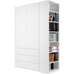 Müllermöbel Kleiderschrank MÜLLER SMALL LIVING "Modular Plus Variante 1" Schränke Gr. H/T: 221 cm x 60 cm, Seitenanbauregal rechts, 2 St., weiß 3 geräumige Schubladen, Anbauregal links oder rechts montierbar