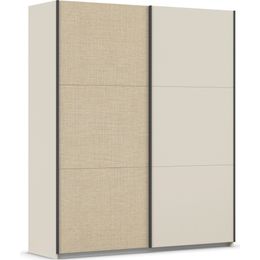 Schwebetürenschrank Rauch "Senja" Schränke Gr. B/H/T: 175 cm x 210 cm x 59 cm, 2 St., beige (champagner, rattanoptik) mit Absetzung in angesagter Rattan-Optik