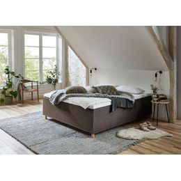 Boxbett Home Affaire "Thorsby", braun, B:180cm L:200cm, 100% Polypropylen, Komplettbetten, Boxspringbett, Boxbett ohne Kopfteil, frei im Raum stellbar, f&uuml;r Dachschr&auml;gen