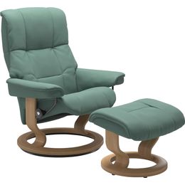 Fußhocker stressless "Mayfair" Hocker Gr. B/H/T: 55cm x 38cm x 39cm, Leder PALOMA, Classic Base Eiche, grün (aqua green paloma) mit Classic Base, Gestell Eiche