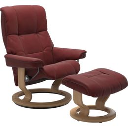 Fußhocker stressless "Mayfair" Hocker Gr. B/H/T: 55cm x 38cm x 39cm, Leder PALOMA, Classic Base Eiche, rot (cherry paloma) mit Classic Base, Gestell Eiche