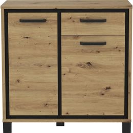 Kommode FORTE Sideboards Gr. B/H/T: 91,4 cm x 91,2 cm x 41,5 cm, 1, schwarz (artisan eiche, eiche) Breite 91 cm