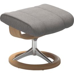 Fußhocker stressless "Consul" Hocker Gr. B/H/T: 54 cm x 41 cm x 39 cm, Struktur fein JASMINE, Signature Base Eiche, grau (grey jasmine) mit Signature Base, Gestell Eiche