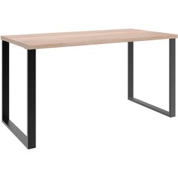 Schreibtisch wimex "Home Desk" Tische Gr. B/H/T: 140cm x 75cm x 70cm, schwarz (schwarz/eich + eiche sägerau nachbildung) Mit Metallkufen, in 3 Breiten