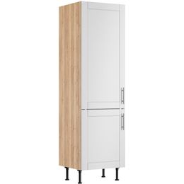 Hochschrank Optifit "Ahus" Schränke Gr. B/H/T: 60 cm x 211,8 cm x 58,4 cm, 2 St., grau (hellgrau matt, wildeiche nachbildung) Hochschrank Seitenschrank Breite 60 cm