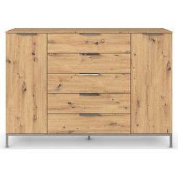 Kommode Rauch "Flipp" Sideboards Gr. B/H/T: 160 cm x 111 cm x 42 cm, 5 St., braun (eiche artisan) 2-türig mit 5 Schubladen und Soft-Close-Funktion in zwei Breiten