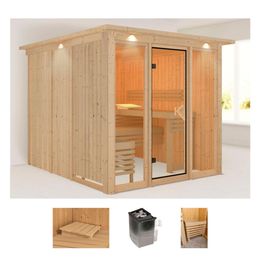 Welltime Sauna "Artja" Saunen naturbelassen, mit Ofen 9 kW integr. Steuerung beige (natur) Saunen