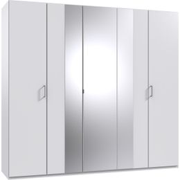 Drehtürenschrank wimex "Kreta" Schränke Gr. B/H/T: 225 cm x 208 cm x 58 cm, 5 St., weiß mit Spiegeltüren, 225cm breit