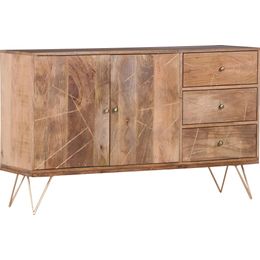 Sideboard GUTMANN FACTORY Sideboards Gr. B/H/T: 145 cm x 88 cm x 43 cm, 3, beige (natur) mit modernen Haarnadel Beinen