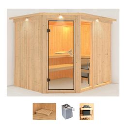 Karibu Sauna "Frigga 3" Saunen 9-kW-Ofen mit integrierter Steuerung beige (naturbelassen)