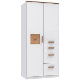 Kleiderschrank wimex "Gotland" Schränke Gr. B/H/T: 91 cm x 199 cm x 58 cm, 2 St., weiß (weiß, abgesetzt plankeineiche, nachbildung, hirnholz, nachbildung) wahlweise in 91cm oder 135cm Breite