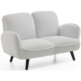 2-Sitzer "Ben", wei&szlig;, B:140cm, Samtstoff;Fellimitat, ATLANTIC HOME COLLECTION, Sofas, mit Wellenunterfederung, Massivholzf&uuml;&szlig;e, frei im Raum stellbar