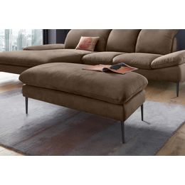 Hocker W.Schillig "enjoy&MORE", braun (mocca s37), B:106cm H:45cm T:71cm, Chenille-Flachgewebe R66 (85% Polyester, 15% Nylon), Longlife Xtra-Leder Z59: Glattleder mit modischer Prägung. Hautstärke 0, 9 - 1, 1 mm, Stoff S37 (100% Polyester), Hocker, Füße schwarz pulverbeschichtet, Breite 106 cm