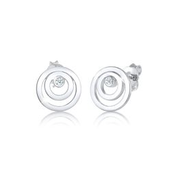 Paar Ohrstecker Elli DIAMONDS "Kreis Rund Geo Diamant (0.03 ct.) 925 Silber" Ohrringe Gr. OneSize, 0.006 ct P1 = bei 10-facher Vergrößerung erkennbare Einschlüsse mit Diamanten, Silber 925 (Sterlingsilber), silberfarben (silber, weiß) Damen