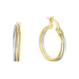 Paar Creolen Firetti "Schmuck Geschenk Gold 375 Ohrschmuck Creole" Ohrringe Gr. Gelbgold 375, goldfarben (gelbgoldfarben, weißgoldfarben) Damen