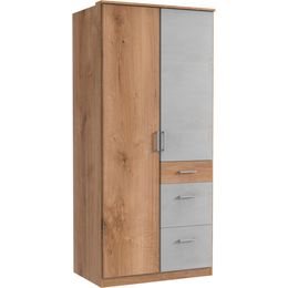 Kleiderschrank wimex "Click" Schränke Gr. B/H/T: 90 cm x 199 cm x 58 cm, 2 St., grau (plankeneichefarben, beton, nachbildung lichtgrau) Drehtürenschrank Kleiderschrank Schränke ohne Spiegel