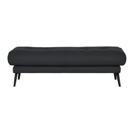 Hocker W.Schillig "softy", schwarz (schwarz z59), B:144cm H:43cm T:61cm, Chenille-Flachgewebe R66 (85% Polyester, 15% Nylon), Velourgewebe V41 (100% Polyester), Longlife Xtra-Leder Z59: Glattleder mit modischer Prägung. Hautstärke 0, 9 - 1, 1 mm, Hocker, mit dekorativer Heftung im Sitz, Füße schwarz pulverbeschichtet