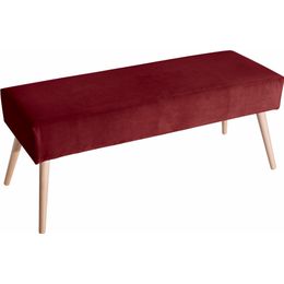 Sitzbank Max Winzer "Sit" Sitzbänke Gr. B/H/T: 114 cm x 48 cm x 40 cm, Samtvelours 20442, rot (ziegel) mit hohen konischen Füßen