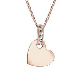 Collierkettchen Elli DIAMONDS "Herz Liebe Diamant (0.025 ct.) 925 Silber" Halsketten Gr. 45, 0.005 ct mit Diamanten, Silber 925 (Sterlingsilber), Länge: 45 cm, rosegold Damen