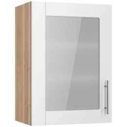 Glashängeschrank Optifit "Ahus" Schränke Gr. B/H/T: 50 cm x 70,4 cm x 34,9 cm, 1 St., braun (weiß matt, wildeiche nachbildung) Glashängeschrank Breite 50 cm