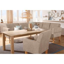 Eckbank Home Affaire "Fehmarn" Sitzbänke Gr. B/H/T: 255 cm x 98 cm x 210 cm, Luxus-Microfaser, langer Schenkel links, beige wahlweise langer Schenkel links oder rechts