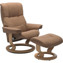 Fußhocker stressless "Mayfair" Hocker Gr. B/H/T: 55cm x 38cm x 39cm, Leder BATICK, Classic Base Eiche, braun (latte batick) mit Classic Base, Gestell Eiche