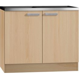 Spülenschrank Optifit "Odense 50" Schränke Gr. B/H/T: 100 cm x 85 cm x 50 cm, 2 St., braun (buche, buche) 100 cm breit, 50 tief, inkl. Spülenauflage