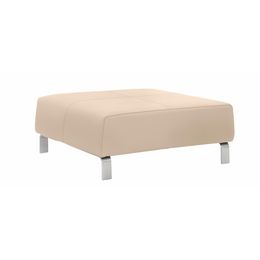 Hocker Calia italia "Simon", beige, B:97cm H:40cm T:97cm, Leder SORRENTO, pigmentiertes Glattleder;Leder BULL, pigmentiertes Dickleder, Hocker, Polsterhocker