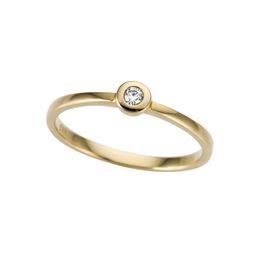 Goldring Firetti "Schmuck Geschenk Gold 333 Damenring Verlobungsring Solitär" Fingerringe Gr. 16, 0,05 ct P2 = erkennbare Einschlüsse, Gelbgold 333-Diamanten, weiß (gelbgoldfarben, weiß) Damen mit Brillant