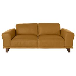 2,5-Sitzer W.Schillig "montanaa", gelb (kurkuma z69), B:212cm H:78cm T:94cm, Sofas, mit Metallkufen in Bronze pulverbeschichtet, Breite 212 cm