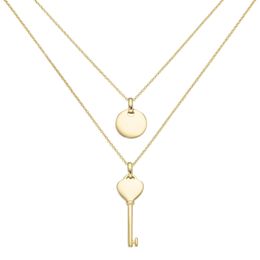 Schmuckset Smart Jewel "2x Anhänger, jeweils mit Kette, Silber 925" Schmuck-Sets Gr. 50 cm, goldfarben (gold) Damen