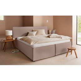 Polsterbett "Isaline", grau (taupe), B:213cm L:213cm, 100% Polyester, LeGer Home by Lena Gercke, Betten, Polsterbett ohne Bettkasten Polsterbett, wahlweise ohne Matratze oder mit 3 Matratzenarten, Kopfteilhöhe 107 cm