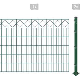 Arvotec Doppelstabmattenzaun "ESSENTIAL 120 zum Aufschrauben "Karo" mit Zierleiste" Zaunelemente Zaunhöhe 120 cm, Zaunlänge 2 - 60 m Gr. H/L: 120cm x 2 m, Pfosten: 2 St., grün (dunkelgrün)