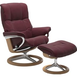 Fußhocker stressless "Mayfair" Hocker Gr. B/H/T: 55 cm x 41 cm x 39 cm, Leder BATICK, Signature Base Eiche, rot (bordeaux batick) mit Signature Base, Gestell Eiche