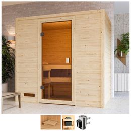 Welltime Sauna "Sunie" Saunen 3,6-kW-Plug & Play Ofen mit int. Steuerung Gr. Saunaofen, integrierte Steuerung, 3,6 kW, beige (naturbelassen)