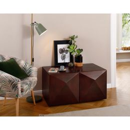 Couchtisch Home Affaire "Diamond" Tische Gr. B/H/T: 90 cm x 48 cm x 56 cm, orange (mango) aus massivem Mangoholz mit 3D-Optik auf den Außenseiten, Breite 90 cm