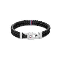 Armband Tommy Hilfiger "Schmuck Edelstahl Armschmuck Lederarmband" Armbänder Gr. Leder-Edelstahl, grau (schwarz, edelstahlfarben) Herren