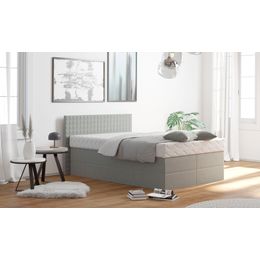 Boxspringbett, grau, B:155cm L:210cm, Bezug: 100% Polyester;Polsterwatte: 100% Polyester, Westfalia Schlafkomfort, Komplettbetten, Boxspringbett, mit Zierkissen, wahlweise mit Topper