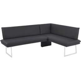 K+w Komfort & Wohnen Eckbank K+W KOMFORT & WOHNEN, schwarz (nero), H:86cm T:60cm, Sitzbänke, mit Sattlernaht und schmaler Kufe, langer Schenkel rechts oder links