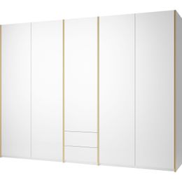 Müllermöbel Drehtürenschrank MÜLLER SMALL LIVING "Modular Plus Variante 9" Schränke Gr. B/H/T: 290 cm x 221,4 cm x 60,5 cm, 5 St., weiß (weiß, birke) inklusive zwei kleinen Schubladen im Mittelelement