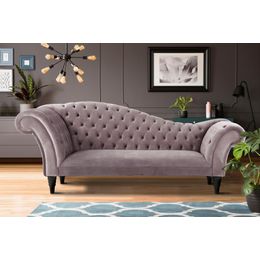 3-Sitzer Home Affaire "Chester", rosa (altrosa), B:240cm H:77cm T:90cm, Luxus-Microfaser (100% Polyester);Luxus-Microfaser Vintageoptik (100% Polyester);Samtoptik (100% Polyester), Sofas, mit Knopfheftung in Recamieren-Optik