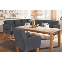 Eckbank Home Affaire "Fehmarn", grau, B:255cm H:98cm T:210cm, Microfaser in Antik Leder Optik aus 100% Polyester, Sitzbänke, wahlweise langer Schenkel links oder rechts