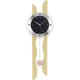 Funk-Pendelwanduhr AMS "F5238" Wanduhren Gr. B/H/L: 24 cm x 7 cm x 70 cm, beige (ahornfarben)